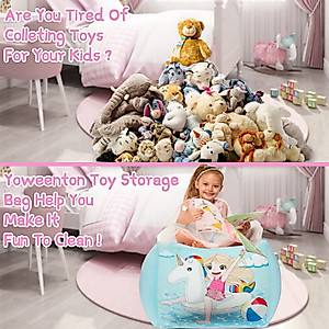 Yoweenton Blue Bean Bag Chair for Girls, Stuffed Animal Storage, Girls Room Decorations, 22"x24" Extra Large,Velvet Extra Soft Cover Only