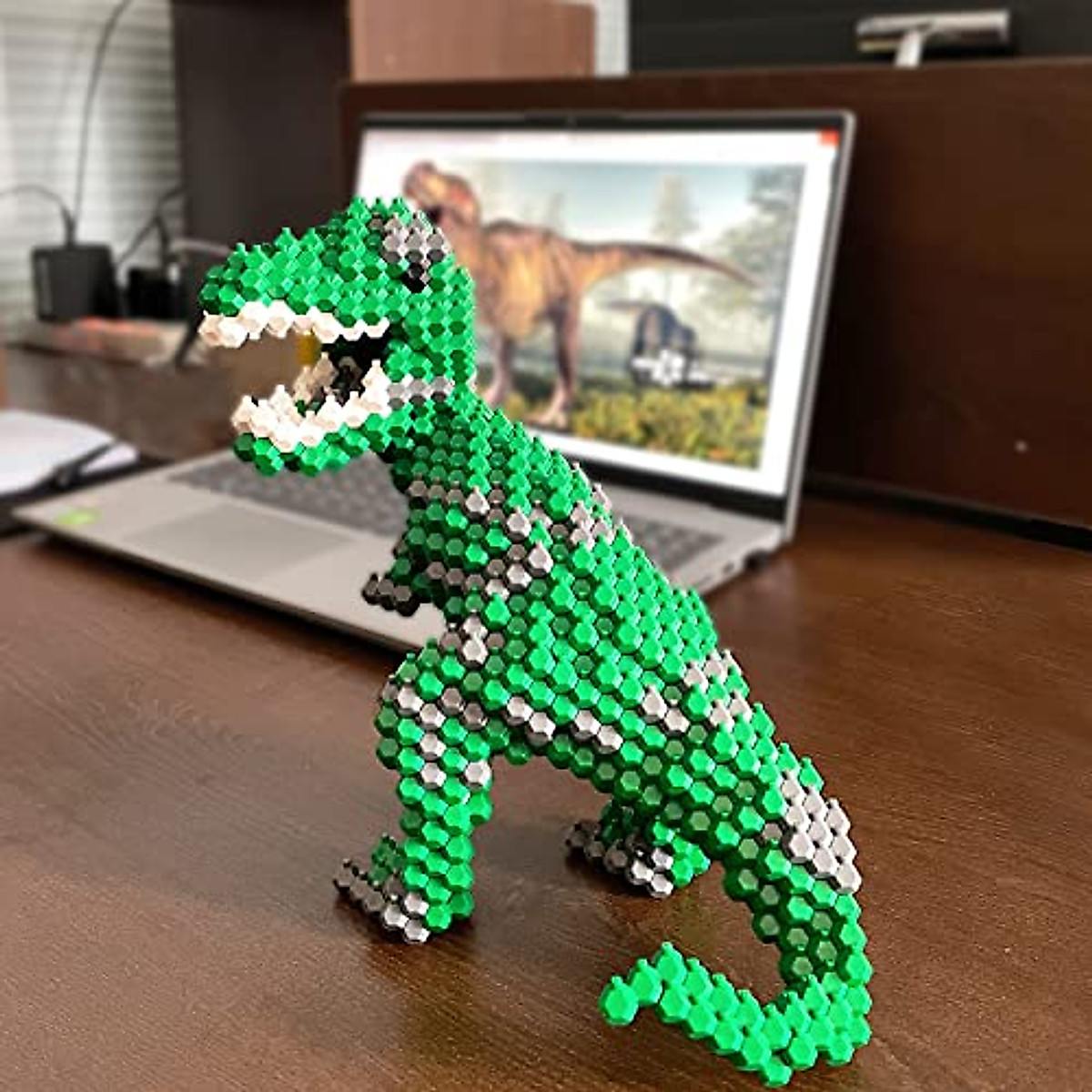 KADELE Fun Dinosaur Building Set 421PCS, Green T-Rex Creative Educational Toys Boys Girls 8+, Animal Figures Building Kit Model Jurassic Dino Blocks Toy Dispaly Gifts for Kids & Adults