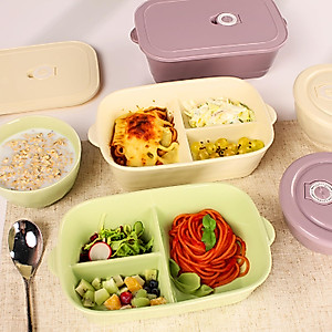 LIUYWYHCF Ceramic Storage Food Containers with Lids (12 Pieces Total) Set of 6, Ceramic Meal Prep Containers, Airtight lunch Containers with Lids - Microwave and Freezer Safe, Round