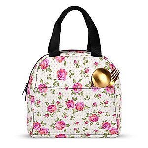 Roses Lunch Bag for Women Men, Insulated Meal Bag, Lunch Tote Bag for Work Outdoor