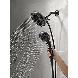 Delta Faucet 5-Spray In2ition Dual Shower Head with Handheld Spray, H2Okinetic Matte Black Shower Head with Hose, Showerheads, Handheld Shower Heads, Magnetic Docking, Matte Black 58480-BL-PK