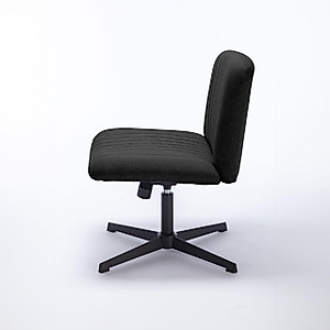 Criss Cross Desk Chair No Wheels, Fabric Padded Armless Wide Seat, Office Chair with Ergonomic Backrest, Chair for Office, Home, Make Up,Small Space, Bed Room