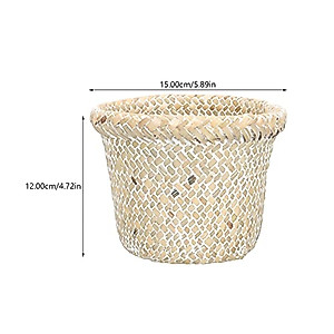 Zerodeko 2pcs Woven Waste Basket Seagrass Wicker Storage Organizer Basket Small Trash Can Desktop Trash Can Garbage Can Laundry Hamper Basket
