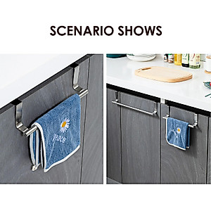 Over Door Towel Rail Holder, Towel Rack for Cabinet Retractable Stainless Steel Kitchen Over Cabinet Towel Bar Rack Shelf No Drilling (Single bar Small Size)
