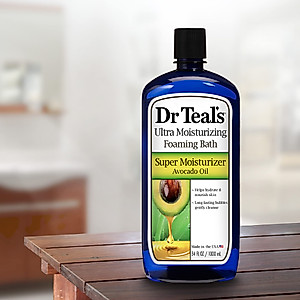 Dr Teal's Foaming Bath with Pure Epsom Salt, Super Moisturizer Avocado Oil, 34 fl oz (Pack of 4) (Packaging May Vary)