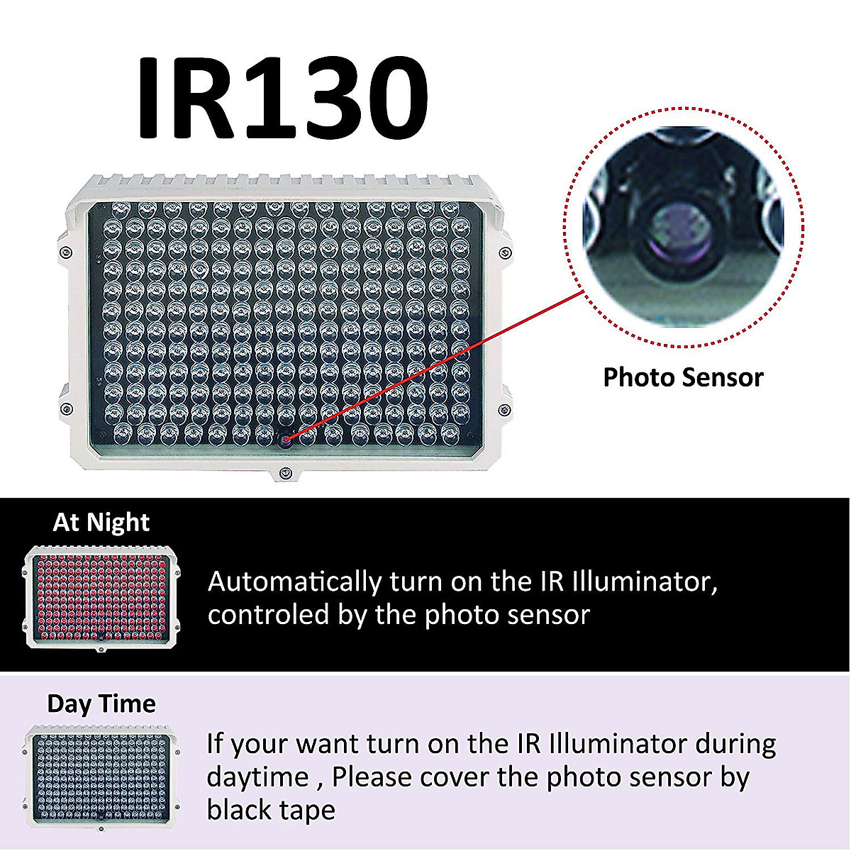 CMVision IR130-940 CMVision 940nm Invisible Wide Angle 198pc High Power Small LED IR Illuminator with Free Power Adapter
