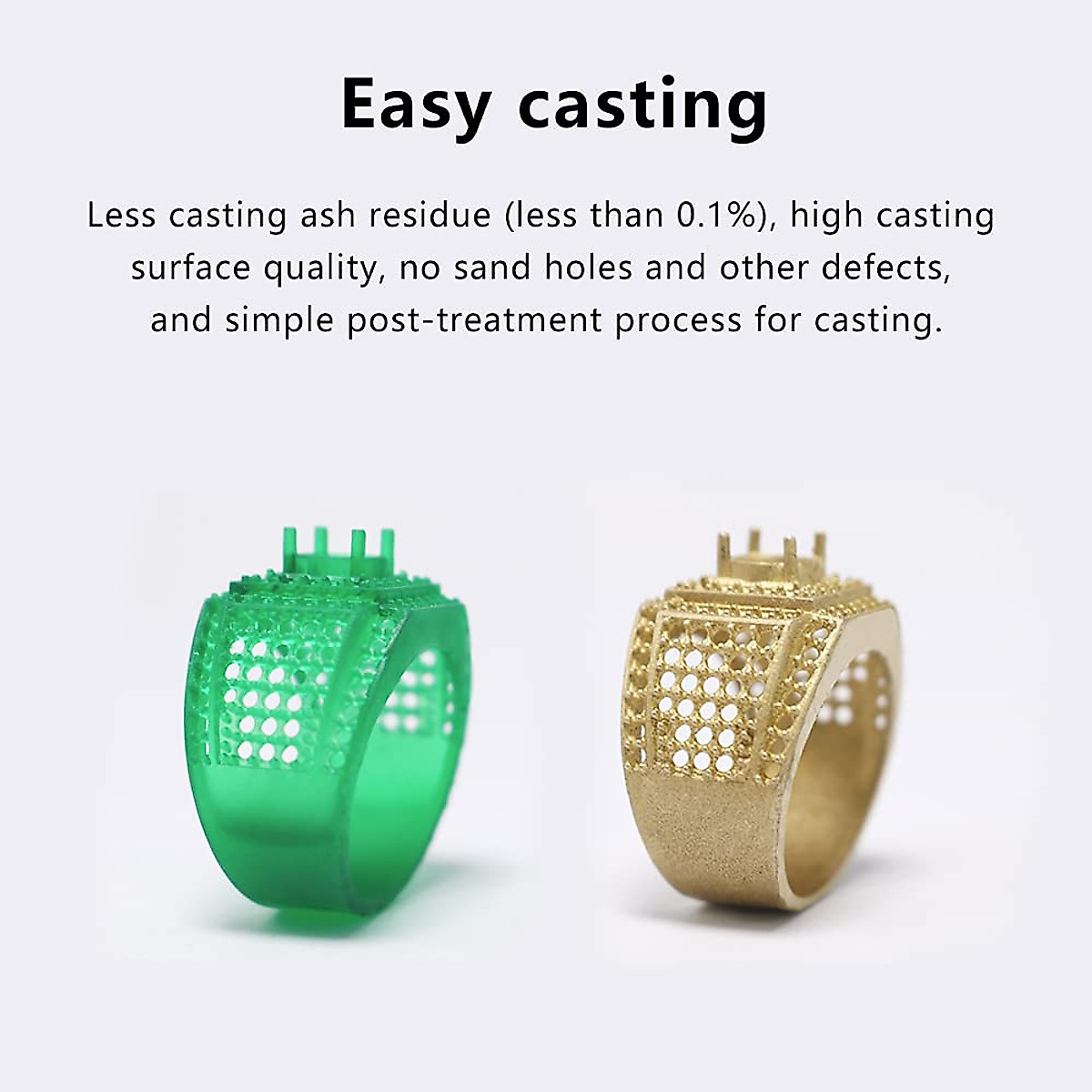 IFUN Jewelry Casting Resin for 405nm LCD DLP Printing-Easy to Print Use and Burn High Resolution- 3D Printer Photosensitive Castable Resin Liquid- Green 500g