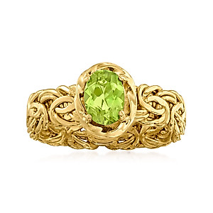 Ross-Simons 0.80 Carat Peridot Byzantine Ring in 18kt Gold Over Sterling. Size 7
