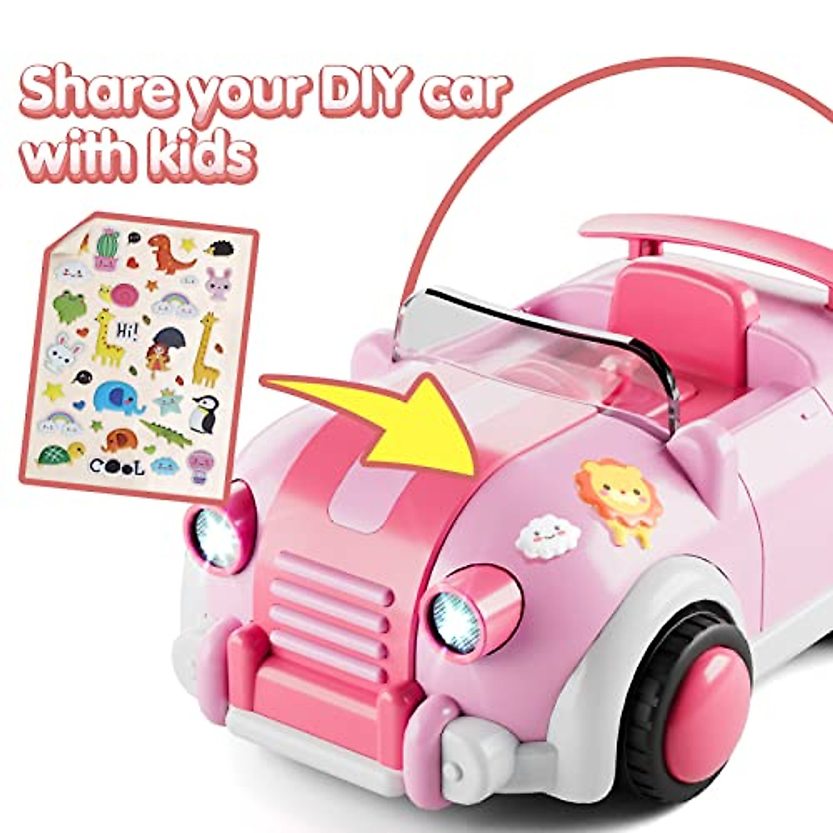 LOVE LIFE Girls Toys Age 3+,Remote Control Cars for Kids,with 3 Cartoon Dolls, RC Car with Music and Lights,Gifts for 3+ Year Olds Boys Girls