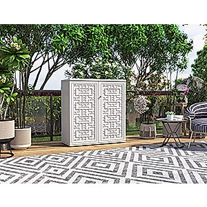 ADDOK 60-Gallon Storage Cabinet Light Weight Resin Indoor/Outdoor Storage Unit for Patio, Garden, Veranda with 1 Laminate Shelves (Ivory White)