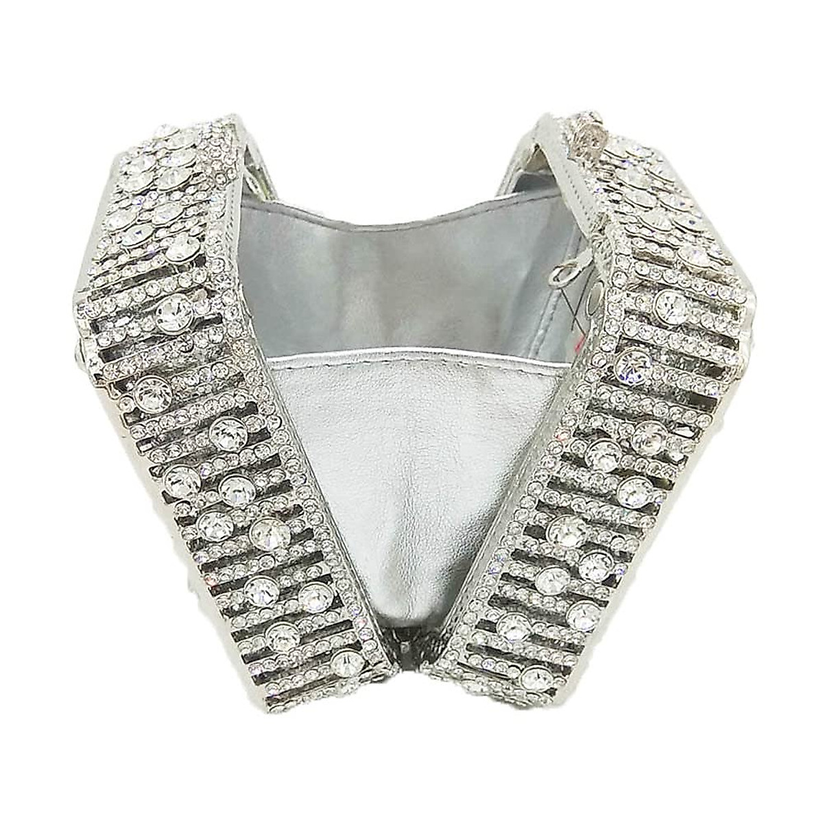 Cute Women Crystal Box Clutch Evening Bags Wedding Party Cocktail Rhinestone Handbags and Purses (Mini Square,Silver)