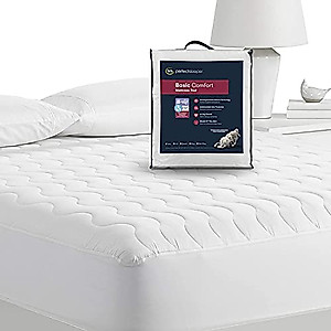 Serta Air Dry Basic Microfiber Fill Cooling Fitted Mattress Pad Cover, King, White