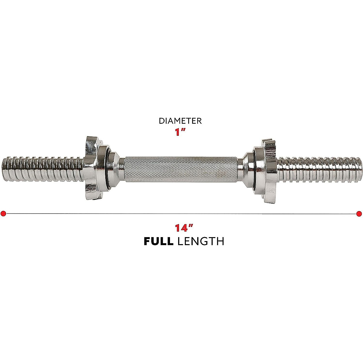 Sunny Health & Fitness 14" Threaded Chrome Dumbbell Bar Pair - STDBH-14