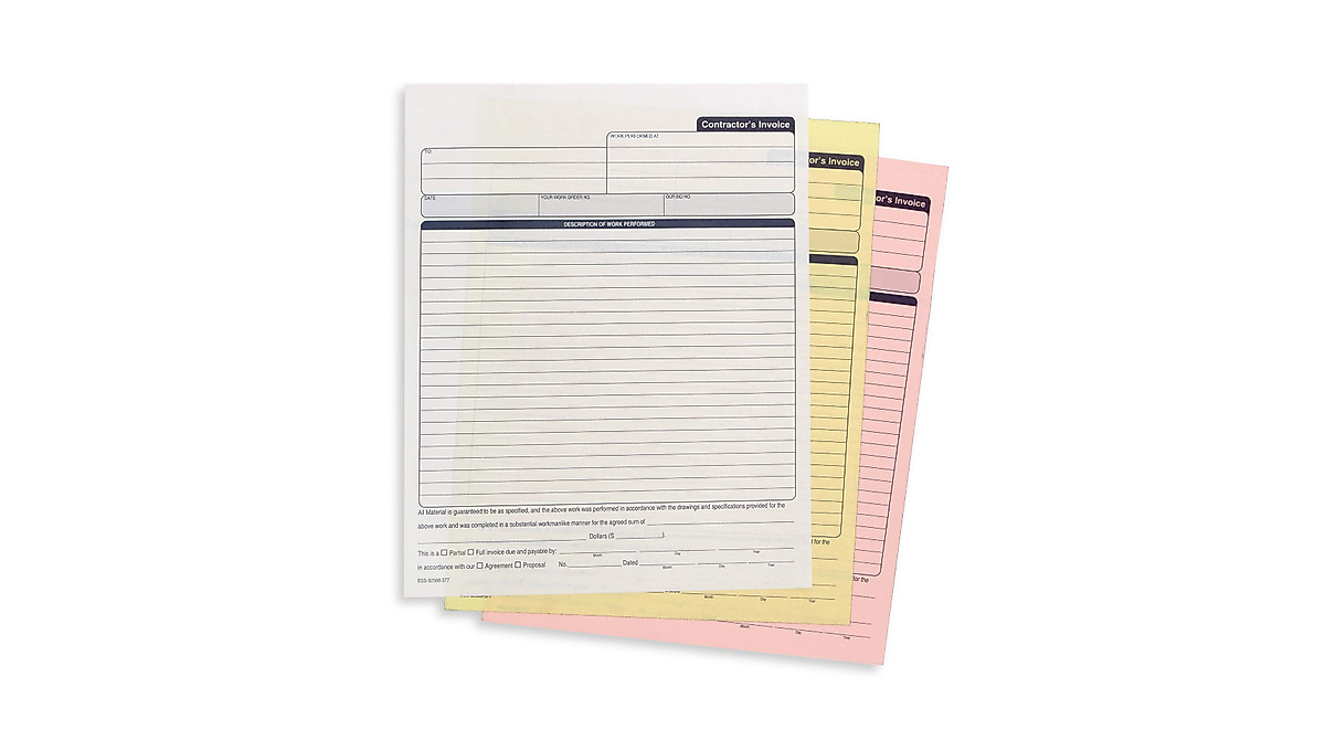 Blue Summit Contractors Invoice Book | 3-Part Carbonless Forms