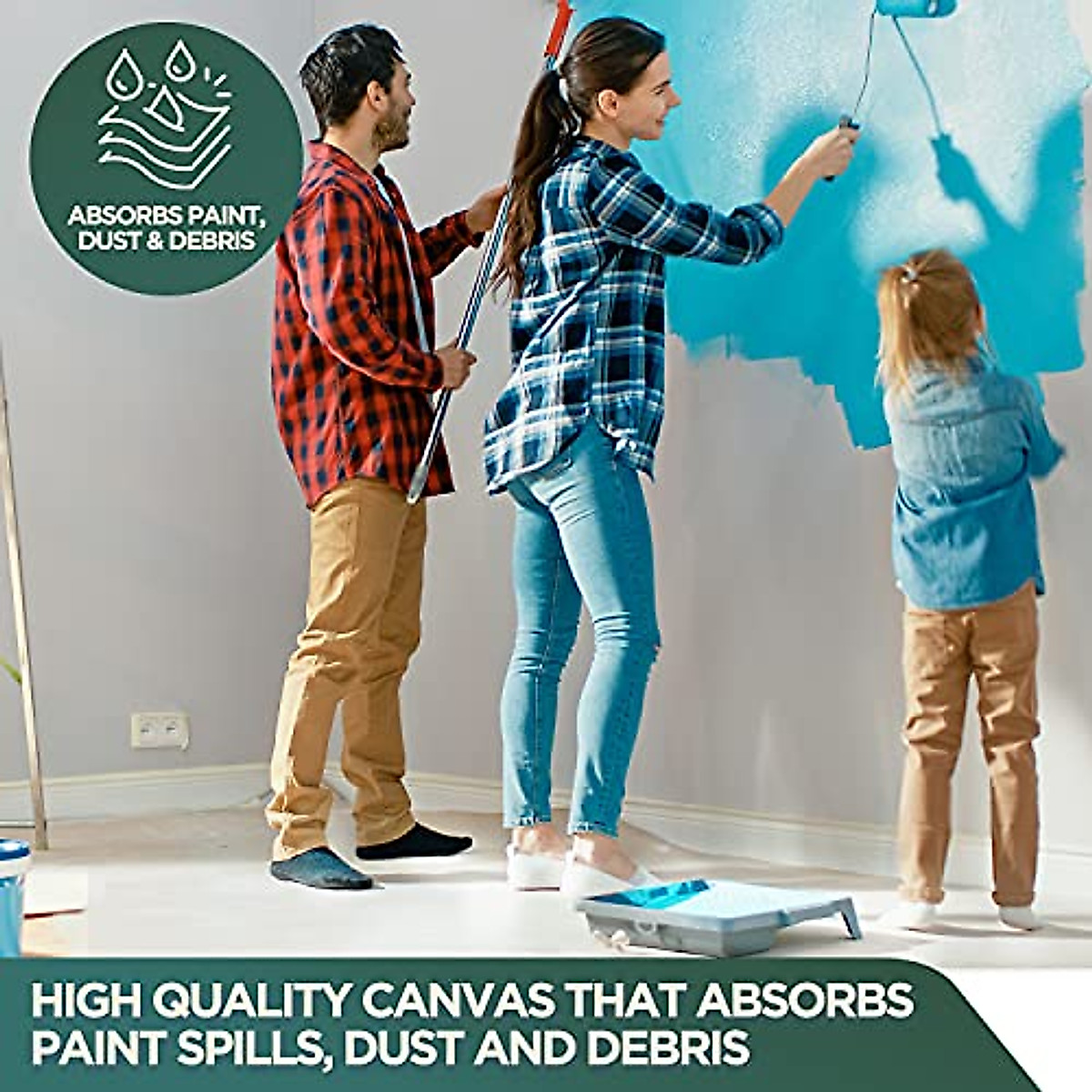 All Purpose Canvas Drop Cloth by CCS CHICAGO CANVAS & SUPPLY- Cotton Canvas Cover for Floor & Furniture Protection - Washable & Reusable Duck Dropcloth Fabric Against Paint, Dust, Dirt- 9 by 12 Feet