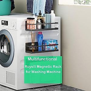 Roysili Spice Rack Magnetic Spice Rack Organizer Durable Magnetic Shelf For Refrigerator For Kitchen Organization And Storage With Hooks 2 Pack (White)