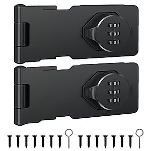 I-EASYDWW Cabinet Password Hasp Lock, Cabinet Keyless Lock with Screws, Cabinet Combination Lock for Small Door, Cabinets, Barn Door, Bathroom, Outdoor, Garage, Garden, Black, 2 Pack