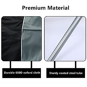 YSSOA Oversized Camping Folding Chair with Cup Holder, Side Cooler Bag, Heavy Duty Steel Frame Fully P Added Quad Armchair for Outdoors, 1-Pack, Grey