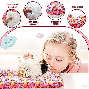 Yulejo 6 Pieces Guinea Pig Bed Plush Hamster Mat Bunny Bed Small Animal Sleeping Bedding Pads with Cleaning Dustpan Brush for Chinchilla Squirrel Hedgehog Small Animals (Cool Color, Star)