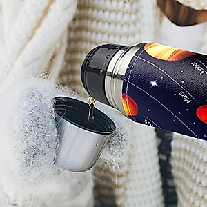 Stainless Steel Vacuum Insulated Mug, Solar System Print Thermos Water Bottle for Hot and Cold Drinks Kids Adults 17 Oz