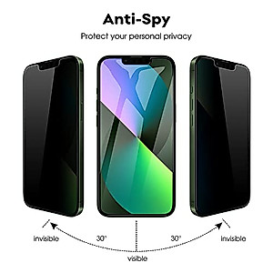 JETech Privacy Screen Protector for iPhone 13 mini 5.4-Inch with Camera Lens Protector, Anti-Spy Tempered Glass Film, Easy Installation Tool, 2-Pack Each