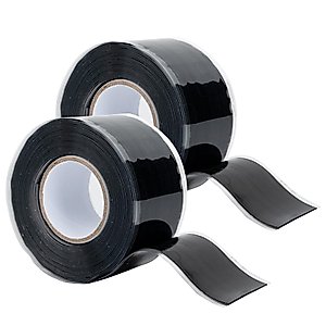 SIDAZON 2 Rolls Self Fusing Silicone Tape 1in x10ft Waterproof Rubber Tape, Water Hose Leak Seal Tape, Rescue Tape,Pipe Plumbing Hose Repair Tape for Cable Insulating Strech Wrap Seal Black,Grip Tape