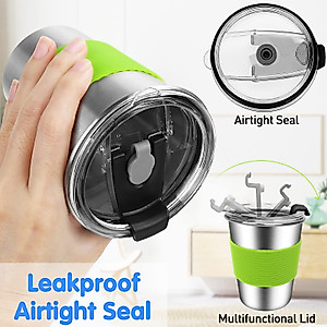 EWSNmata Kids Cups with Straws Spill Proof, Stainless Steel Sippy Cups with Lids, 12oz Toddlers Straws Tumbler, 6 Pack Unbreakable Water Glasses for Children, Adults, Outdoor, Indoor