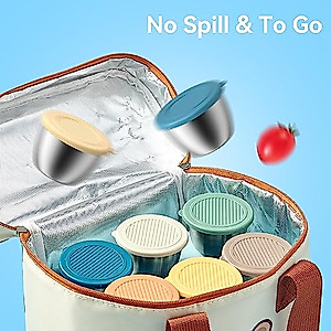 YBOBK HOME 6 Pack Salad Dressing Container To Go, 2.5oz Small Condiment Containers With Silicone Leakproof Lids, Reusable 18/8 Stainless Steel Sauce Container For Bento Lunch Box, Picnic and Travel