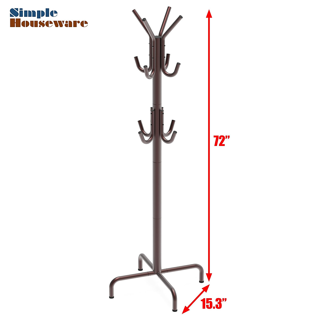 Simple Houseware Standing Coat and Hat Hanger Organizer Rack, Bronze