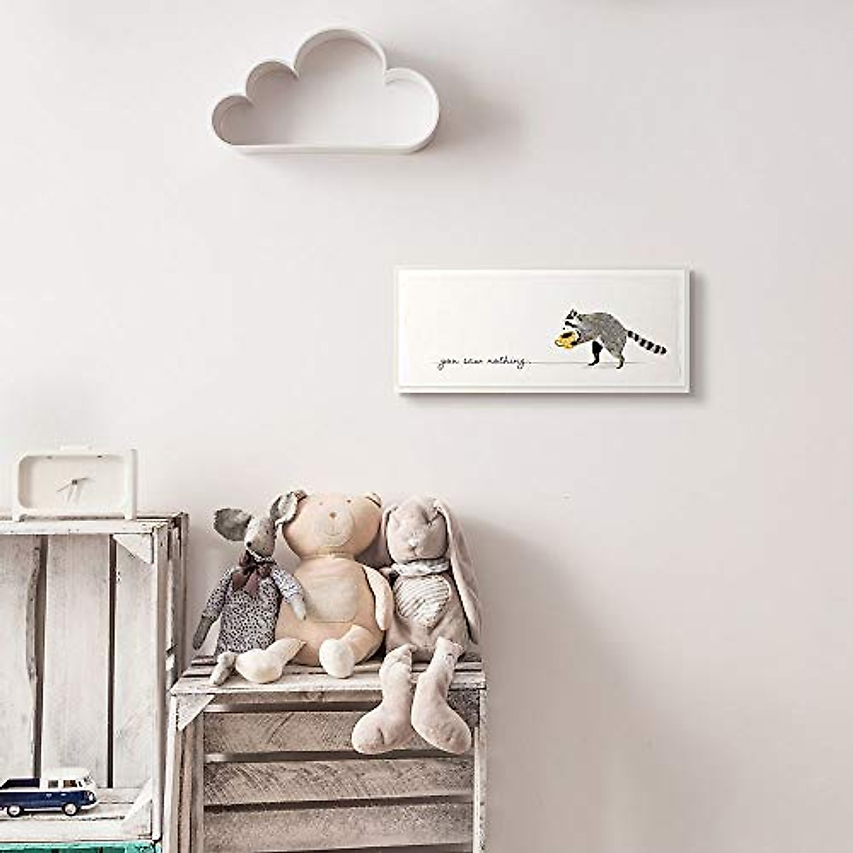 Stupell Industries You Saw Nothing Phrase Animal Humor Raccoon Coffee, Designed by Victoria Barnes Art, 7 x 17, Wall Plaque