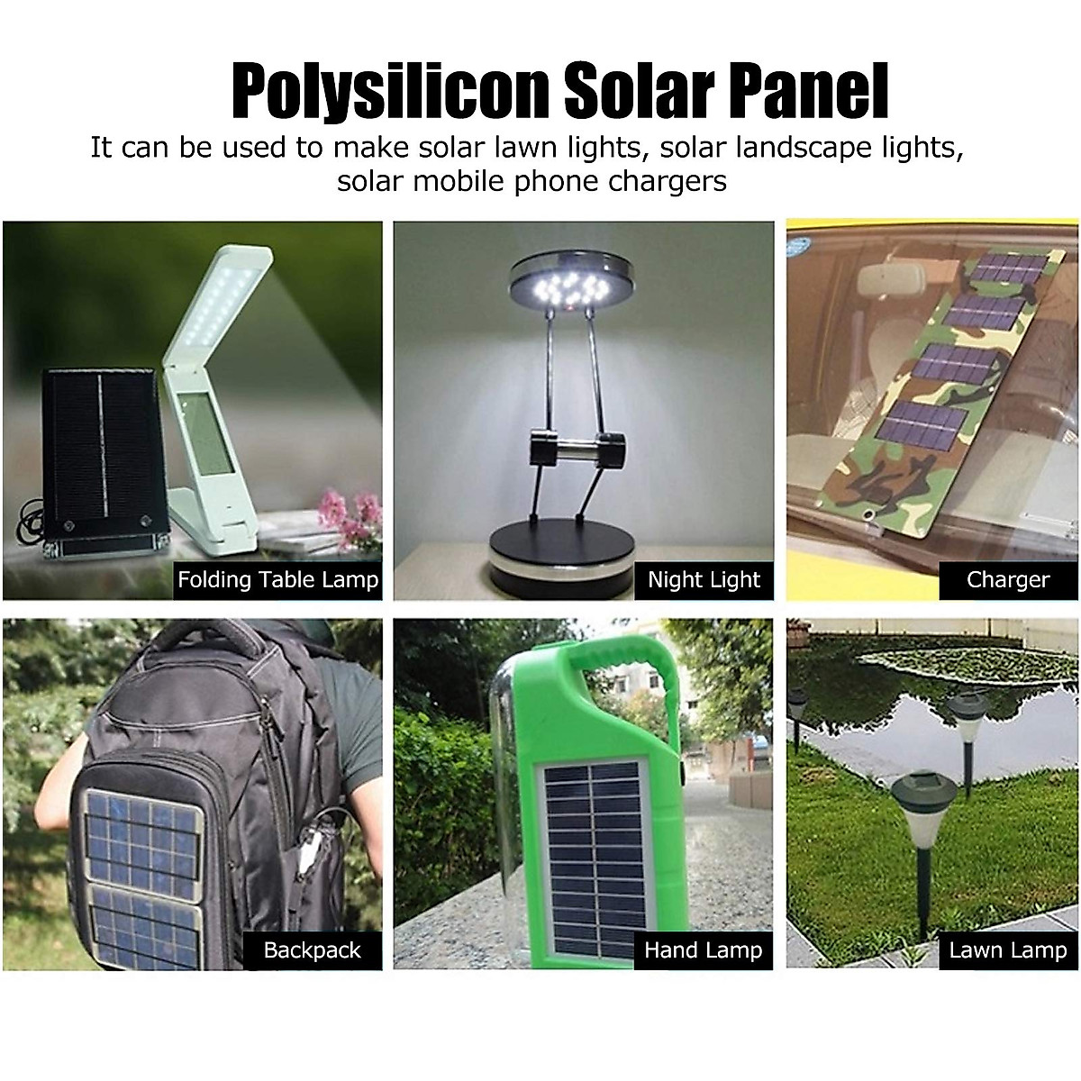 5Pcs DC 5V Solar Panel Module with 30cm/11.8in Cable Weatherproof Charging