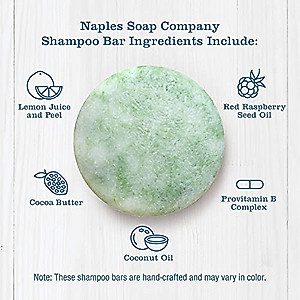 Naples Soap Company Solid Shampoo Bar for All Hair Types – Eco-Friendly, Free of Parabens, Alcohol, Pthalates – Handmade, pH Balanced, Hydrating Haircare, Lasts 50-75 Uses – Stimulating Scalp, 1.75 oz
