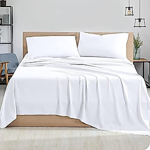 Kotanza Bedding 600TC 100% Egyptian Cotton Sheets-Extra Long-Staple Cotton Sheets for Kids & Adults, Fits Mattress Upto 15'' Deep Pocket, Sateen Weave, Cotton 4PC Sheets Set - (White,King)