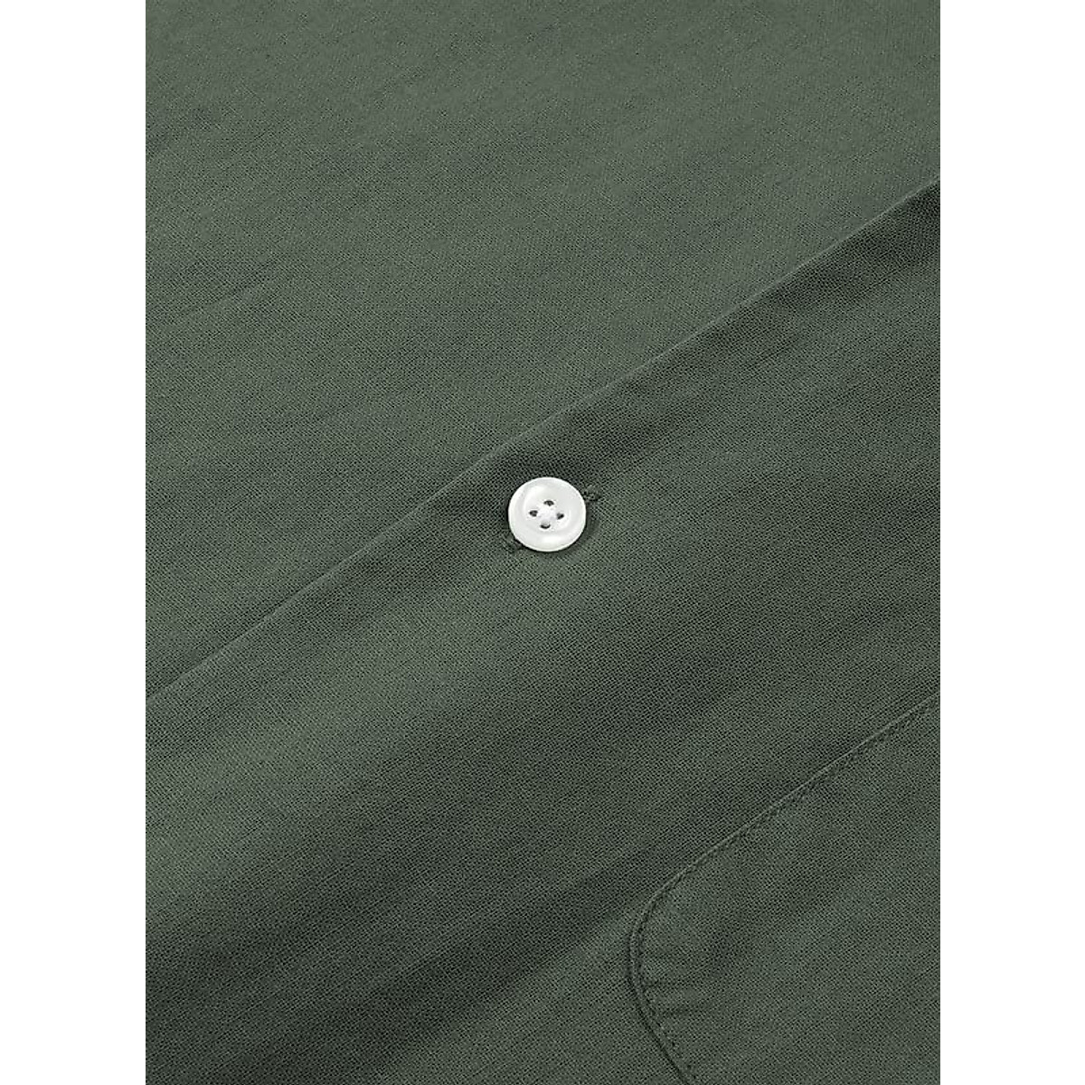 JMIERR Men's Cotton Linen Hawaiian Shirt - Casual Button Down, Cuban Collar, Short Sleeve, Pocket, US 43(L), Green