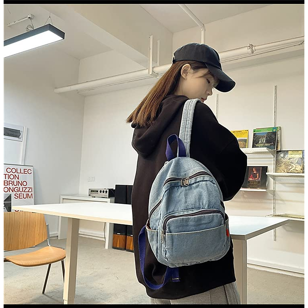 XPONNI Small Backpack Purse for Teen Girls Grunge Accessories Purse Backpack for Women Mini Backpack Purse (Light blue)