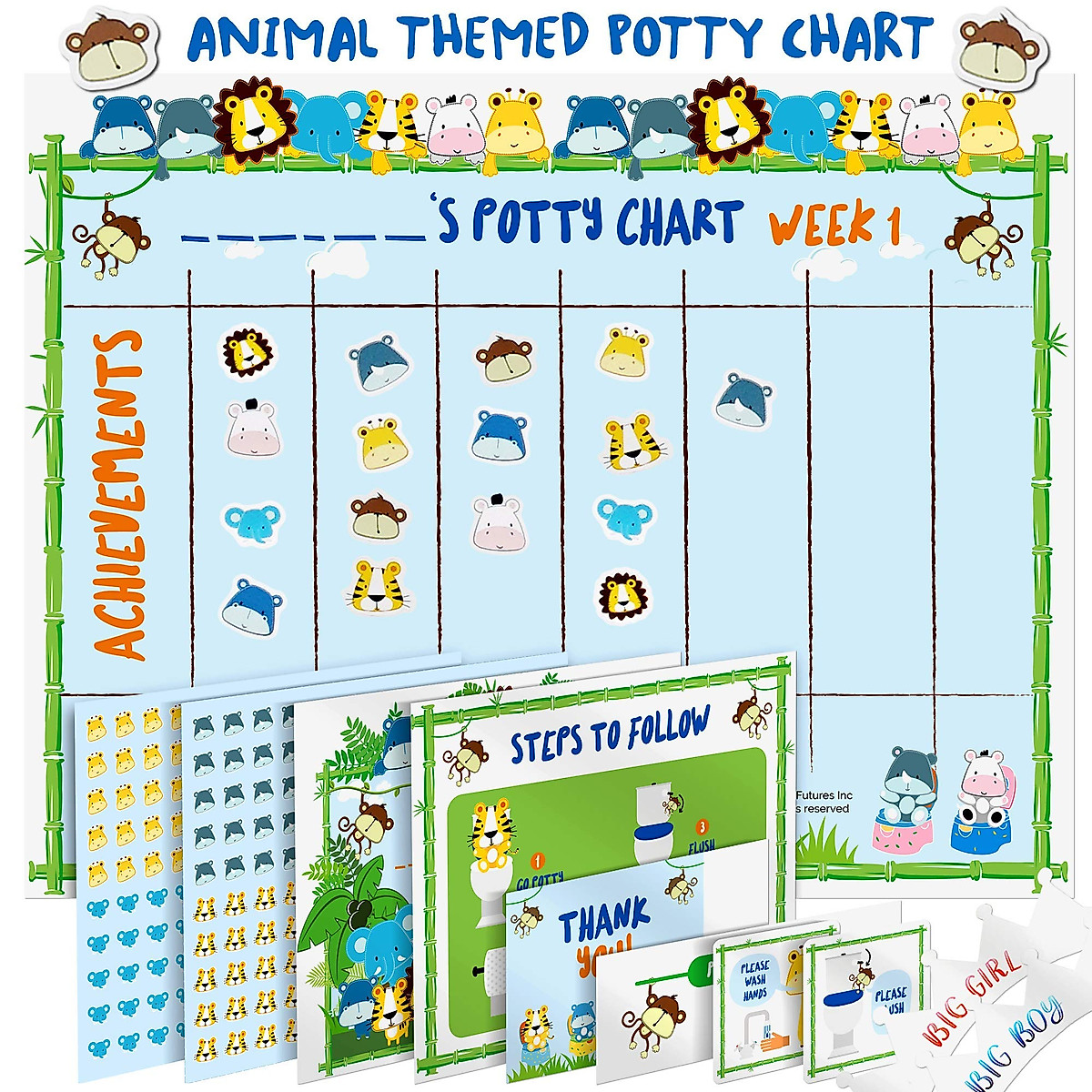 ATHENA FUTURES Potty Training Count Down Timer Watch - Princess Pink and Potty Training Chart for Toddlers - Fun Animal Design