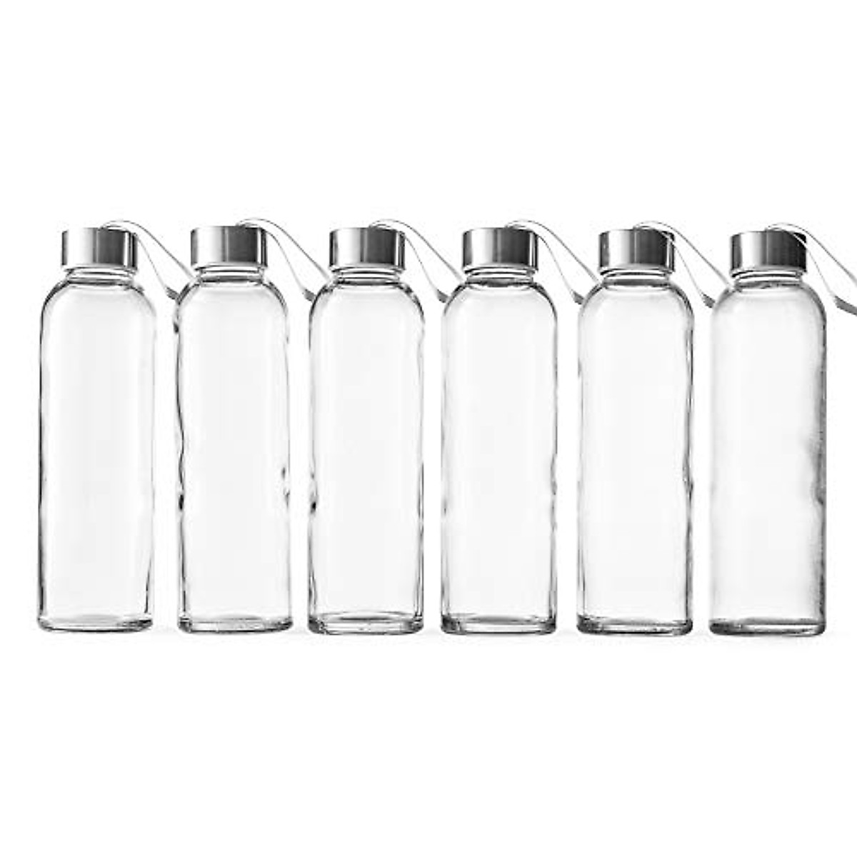 Epica 18-Oz. Glass Beverage Bottles, Set of 6 (Beverage Glasses + Carrying Loop Caps)