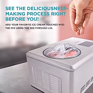 Ivation Automatic Ice Cream Maker Machine, No Pre-freezing Necessary with Built-in Compressor, Stainless Steel Gelato & Yogurt Machine, LCD Touchscreen Control, 2 Qt
