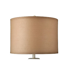 Collective Design L71520ADSAM Charlton, Crackled White and Gold Finish, Taupe Hardback Silk Shade Floor Lamp