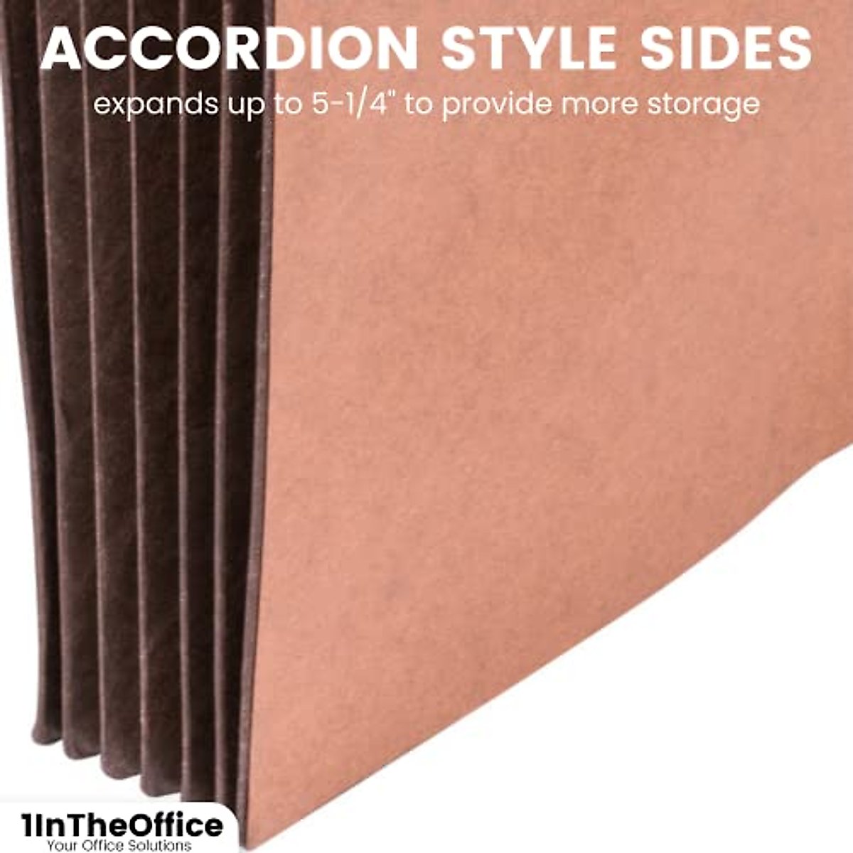 1InTheOffice Expanding File Wallet with Flap and Cord Closure, 5-1/4" Expansion, Letter Size, Redrope, 2 Pack