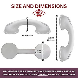 Safe-er-Grip Safe-er-Grip Changing Lifestyles Suction Cup Grab Bars for Bathtubs & Showers; Safety Bathroom Assist Handle, White, 12 inches