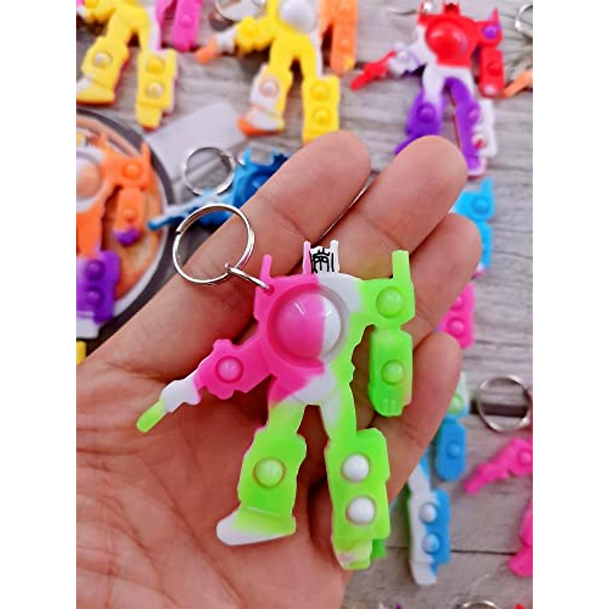 mypush popo 20 Packs Christmas Classroom Students Gifts Bulk Rainbow Bubble Fidgets Gifts From Teacher, Car Robot Mini Pop Holiday Rewards Party Favors for Kids Adult