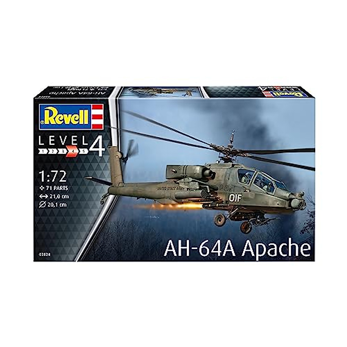 Revell 03824 AH-64A Apache 1:72 Scale Unbuilt/Unpainted Plastic Model Kit