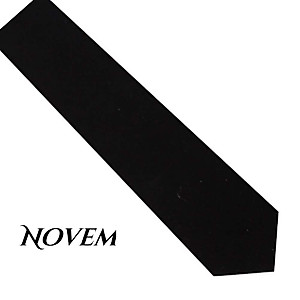 Novem Online Men’s Velvet Tie Slim Black– Groomsmen Hand Made Tuxedo Neck tie for Him (Black)