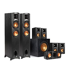 Klipsch Synergy Black Label F-200 7.1 Powerful and Efficient Home Theater System with 12" Front-Firing Subwoofer and Tractrix Horn Technology for Cinema-Quality Sound
