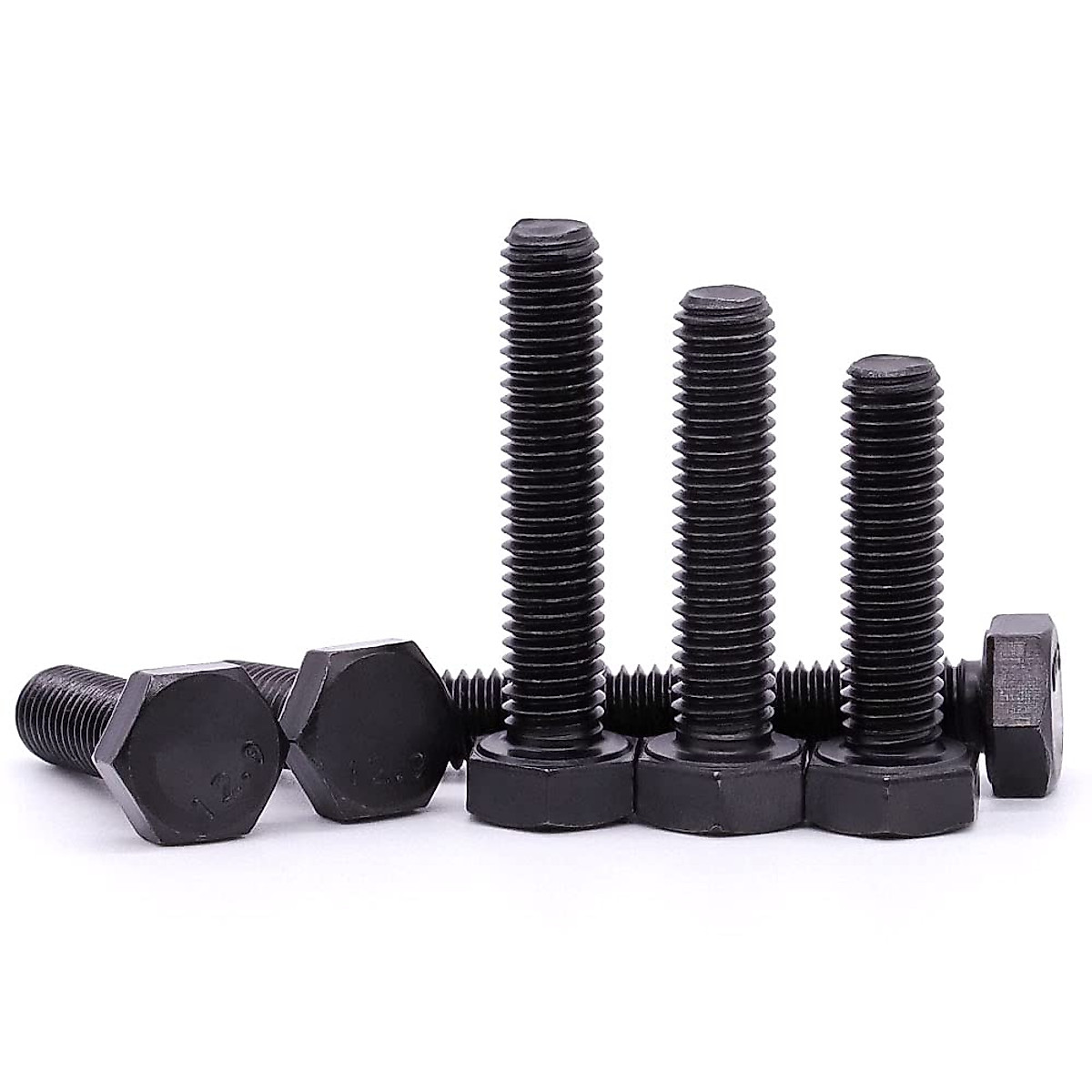 M12-1.75 x 40mm Hex Bolts, 12.9 Grade Alloy Steel, Black Oxide Finish, Full Thread, Coarse Thread UNC, Hexagon Head Bolts 10 PCS