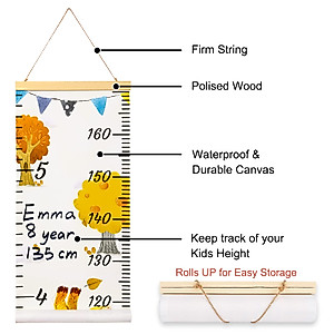 FIOBEE Kids Growth Chart Baby Height Chart Wall Hanging Ruler Measurement Chart Nursery Room Decor for Girls Boys Toddlers, Giraffe