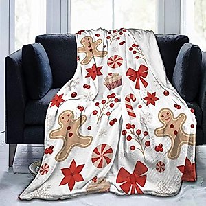 Moresunin Ultra-Soft Micro Fleece Gingerbread Man Throws Blanket Warm Anti-Pilling Flannel Plush Throw Lightweight Cozy Couch Blankets