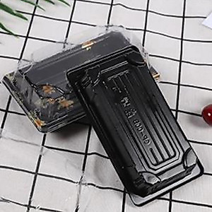 Luxshiny 50Pcs Sushi Trays with Lids, Disposable Sushi Packing Box Sandwich Boxes Fruit Cake Carry Out Container Take Out Boxes