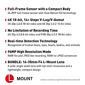 Panasonic LUMIX S5 Full Frame Mirrorless Camera (DC-S5BODY) and LUMIX S Pro 16-35mm F4 Wide Zoom Lens (S-R1635)
